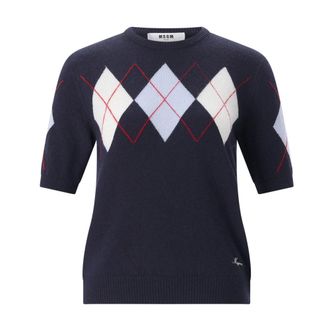 Msgm Argyle Rundhals-Pullover - - Knitwear - Herren - Blau - XL