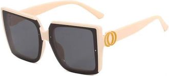 Generic Lunettes de soleil à grande monture pour femme - Protection UV400 - Pour conduite et voyage - Gris ivoire 2026