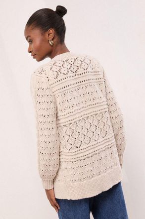 Lipsy Strickjacke Lipsy lange Pointelle-Strickjacke, Regular (1-tlg)