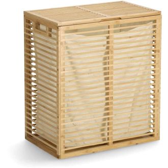 ZELLER Panier &agrave; linge verrouillable en bambou, 53,5 x 33 x 61 cm