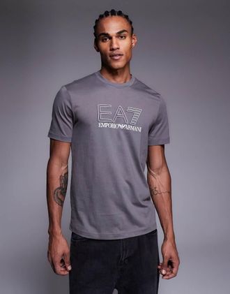 Emporio Armani Armani EA7 - T-shirt ras de cou &agrave; logo - Gris