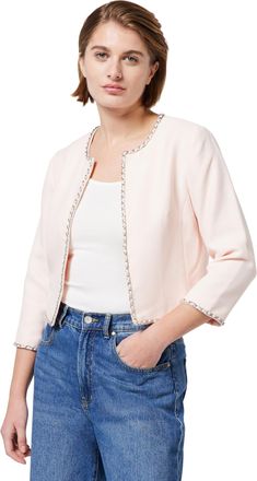 Karl Lagerfeld Damen Tweed-Jacke mit Kettendetail Blazer, Rose, S
