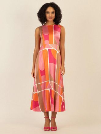 Mint & Mia Maxikleid aus Satin mit grafischem Print