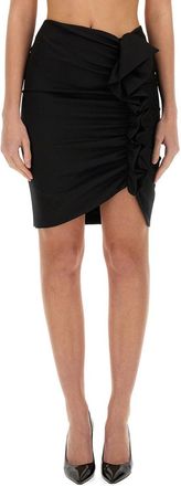 Nina Ricci Draped Wool Midi Skirt - Black