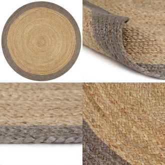 vidaXL Vidaxl - Teppich Handgefertigt Jute mit Grauem Rand 150 cm - Naturfaser Teppich - Jute Teppich - Gewebter Teppich - Wohnzimmer Teppich - Schlafzimmer