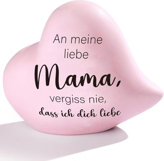 Jetec Geschenk f&uuml;r Mama - Herz Ornament aus Keramik mit Liebevollem Spruch von Tochter, Dekorative Dekofigur f&uuml;r Geburtstag, Muttertag, Weihnachten, Patenta