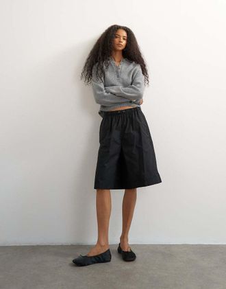 Topshop Ripstop-Shorts mit Kordelzugdetail in Schwarz