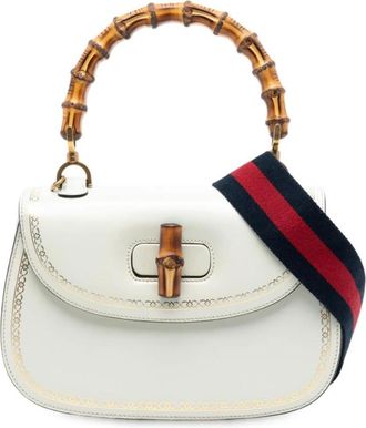 Gucci Sac &agrave; main Pre-owned en cuir avec poign&eacute;e en bambou - Femme - Pre-owned - Blanc - Taille: ONE Size