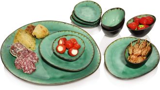 Sänger | Servierplatten Set Palm Beach, 11-teiliges Set aus Steingut, Servierteller, Schalen, Vintage Design | PREMIUM COLLECTION