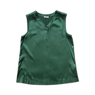 PESERICO Seiden-Top mit V-Ausschnitt - - Tops - Damen - Gr&uuml;n - XL