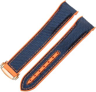 Generic Watch Armband für Omega 300 Seamaster 600 Planet Ozean Klappschnalle Silikon Nylon -Gurt -Uhrzubehör Uhren -Zubehör (Farbe: Schwarz Orange, Größe: 22 