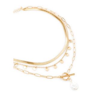 Au Printemps Paris Dreifache Halskette - Gold