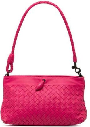 Bottega Veneta Sac bandouli&egrave;re tress&eacute; doccasion - Femme - Pre-owned - Rose - Taille: ONE Size