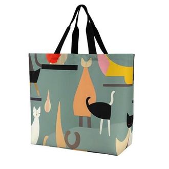 Generic Chats DArt Moderne Du Milieu Du Si&egrave;cle Sac Fourre Tout R&eacute;utilisable Sacs De Courses Grand Sac Fourre-Tout Pour Gym Voyage Universit&eacute;