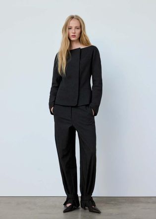 Mango Blazer ajust&eacute; &agrave; col bateau gris - Femme - XXS - MANGO