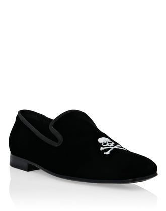 Philipp Plein Velvet Loafers Embroidery Skull