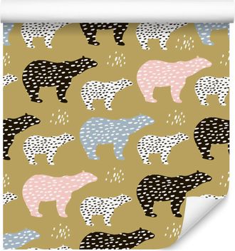 OEM Carta Da Parati Con Orsi Colorati In Stile Scandinavo 50x1000 Cm