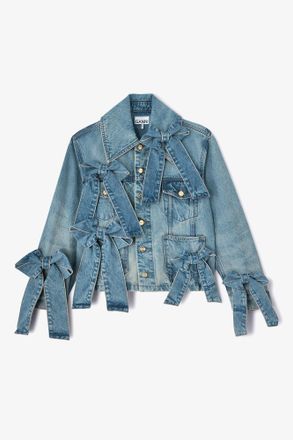 Ganni Veste en denim clair rigide Bleu Coton Biologique - Taille 44 - Pour Femme