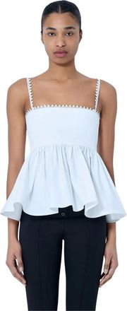 Jacquemus Femme, Blouses et Chemises, Blanc, Taille: 40 FR Top P&eacute;plum Avec Bordure Zigzag