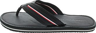 Tommy Hilfiger Herren Hilfiger Leather Beach Sandal Fm0fm05027 Zehentrenner, Black (Black), 44.5 EU