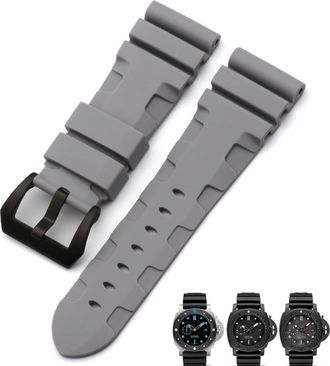 Generic LXGGUC 22mm 24mm 26mm Naturkautschuk für Panerai Luminor PAM441 Schwarz Blau Orange Sport wasserdichte Uhrenarmband Werkzeuge