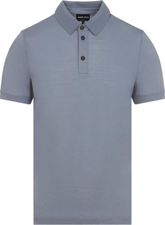 Giorgio Armani Homme, Tops, Bleu, Taille: XL Polo en Piqu&eacute; de Pure Laine Vierge