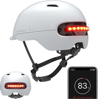 Livall Smart Cityhelm, Fahrradhelm f&uuml;r Erwachsene mit Auto-Sensor-LED R&uuml;cklicht, LED-R&uuml;ckleuchten, Blinker, rRadhelm f&uuml;r Stadtpendler Einstellbare Gr&ouml;&szlig;e f&uuml;r 