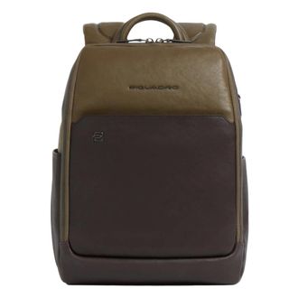 Piquadro Sac &agrave; dos en cuir pour ordinateur portable 13-3 avec c&acirc;ble antivol - Homme - Sacs - Vert - Taille: ONE Size