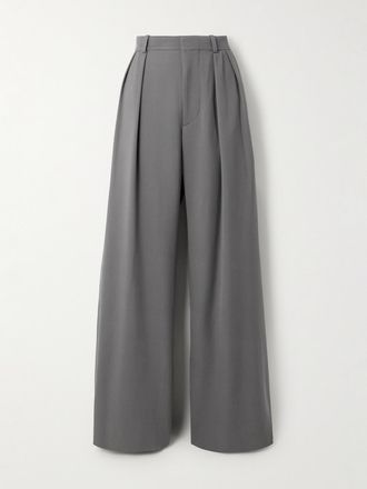 Wardrobe.NYC Pantalon Large En Laine Grain De Poudre &Agrave; Plis - Gris