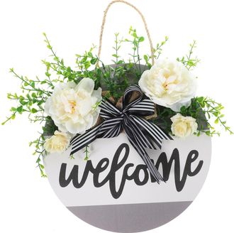 BESPORTBLE Rustikales Hängendes Willkommensschild aus Holz Rundes Türschild für Haustür Langlebige Gartendeko für Veranda Balkon Wohnzimmer und Bauernhaus Leicht