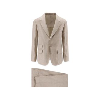 Brunello Cucinelli Homme, Costumes, Beige, Taille: M Costume en soie, lin et laine