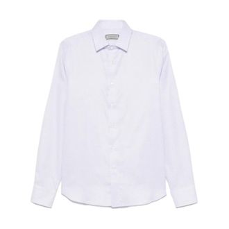 Canali Homme, Chemises, Blanc, Taille: XL Chemisier violet &agrave; manches longues boutonn&eacute;