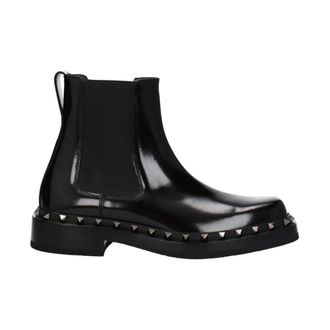 Valentino Garavani Leder-Chelsea-Boots mit Nieten und Gummisohle - - Shoes - Herren - Schwarzk - 45 EU