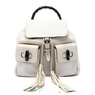 Gucci Sac &agrave; dos Pre-owned Vintage Bamboo - Femme - Pre-owned - Blanc - Taille: ONE Size