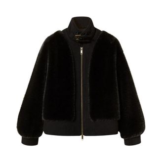 Twinset Bomberjacke aus Kunstpelz und Wollmischung - - Jackets - Damen - Schwarzk - L