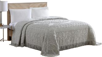 Beatrice Home Fashions Medallion Chenille-Tagesdecke, Queensize, Grau