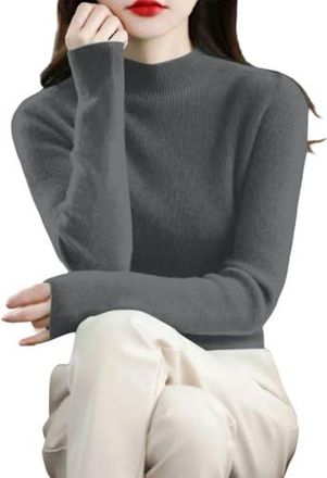 Generic Pull pour femme - Col mi-haut - Couleur unie - R&eacute;tro - Coupe ajust&eacute;e - Couche de base - Chaud et confortable - Pour lautomne et lhiver - Pour le quoti