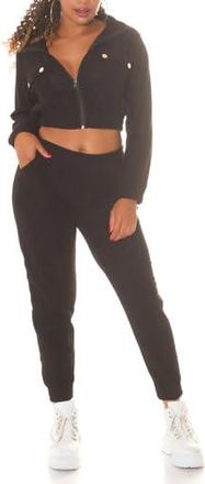 Koucla Surv&ecirc;tement de jogging en velours c&ocirc;tel&eacute; - 2 pi&egrave;ces - Ensemble de fitness - En velours c&ocirc;tel&eacute; - Veste &agrave; fermeture &eacute;clair - Avec capuche et pantalon ta