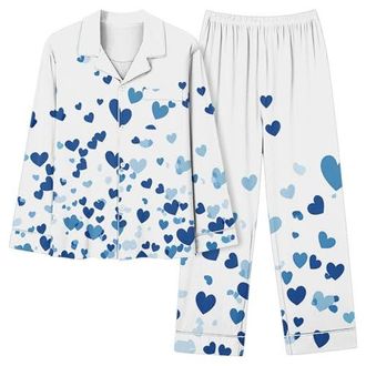 Generic Pyjama pour femme - Pyjama moelleux &agrave; manches longues pour femme - Pyjama confortable pour mari&eacute;e - Ensemble 2 pi&egrave;ces - Grande taille - Pyjama d&eacute;t&eacute; po