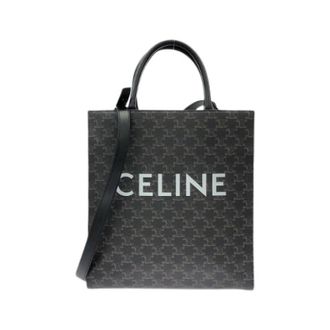 Celine Pre-owned Medium Vertical Cabas Triomphe Canvas Calf Tote Bag - - Pre-owned - Damen - Schwarzk - ONE SIZE