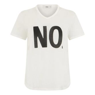 Fendi Baumwoll-T-Shirt mit Print - - Tops - Damen - Wei&szlig; - M