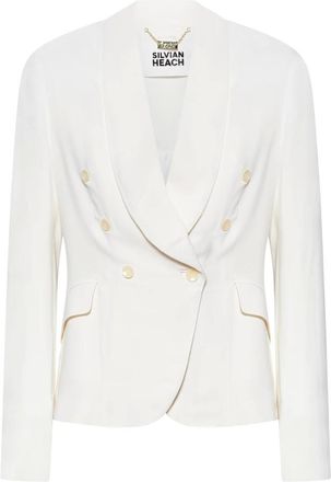 Silvian Heach Femme, Vestes, Blanc, Taille: 34 FR Giacca doppiopetto revers morbidi e dettagli raffinati