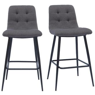 Miliboo Design-Barhocker aus grauem Stoff und Metall H65 cm (Satz von 2) escape