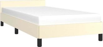 vidaXL Cadre de lit avec t&ecirc;te de lit Cr&egrave;me 90x190 cm Similicuir