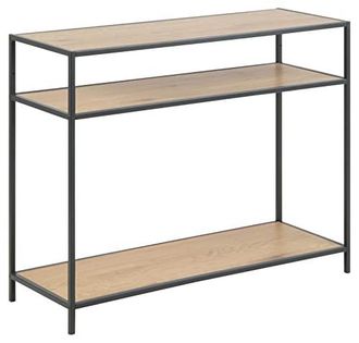 AC Design Furniture Jörn rechteckiger Konsolentisch mit 2 Ablagen, Ablagen aus Wildeiche und schwarzem Metallrahmen, vielseitige Wohnzimmermöbel, kleine Raummöbel, Ordnun