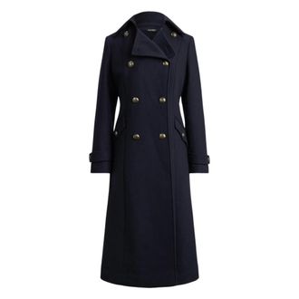Ralph Lauren Manteau crois&eacute; en serg&eacute; m&eacute;lange de laine - Femme - Manteaux - Bleu - Taille: 36 FR