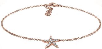 Elli Fußschmuck Damen Fußkettchen Seestern mit Kristalle in 925 Sterling Silber Rosévergoldet