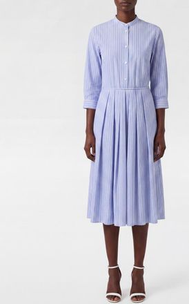 Aspesi Robe chemise midi ray&eacute;e en coton avec col mao