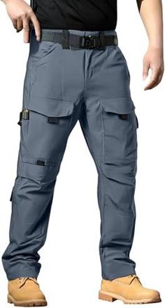 Generic Pantalon de surv&ecirc;tement cargo pour homme, coupe d&eacute;contract&eacute;e avec poches utilitaires pour la randonn&eacute;e en plein air, les trajets quotidiens et confort