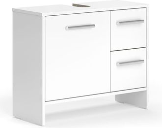 Vicco Waschbeckenunterschrank Karli, Weiß, 70.2 x 57 cm mit 2 Schubladen und 1 Tür